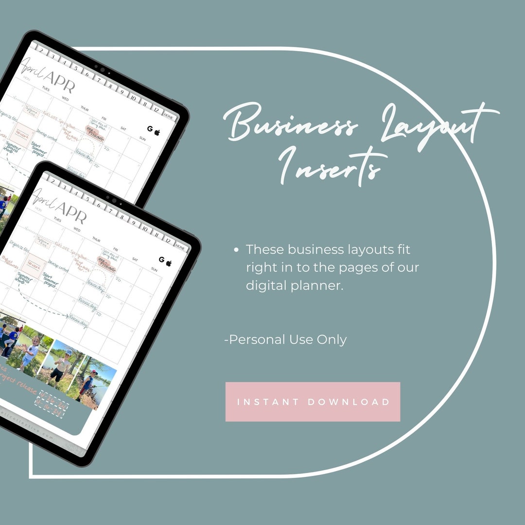 Business Planner Layout Inserts for Digital Planner Digital Insert ONLY ...