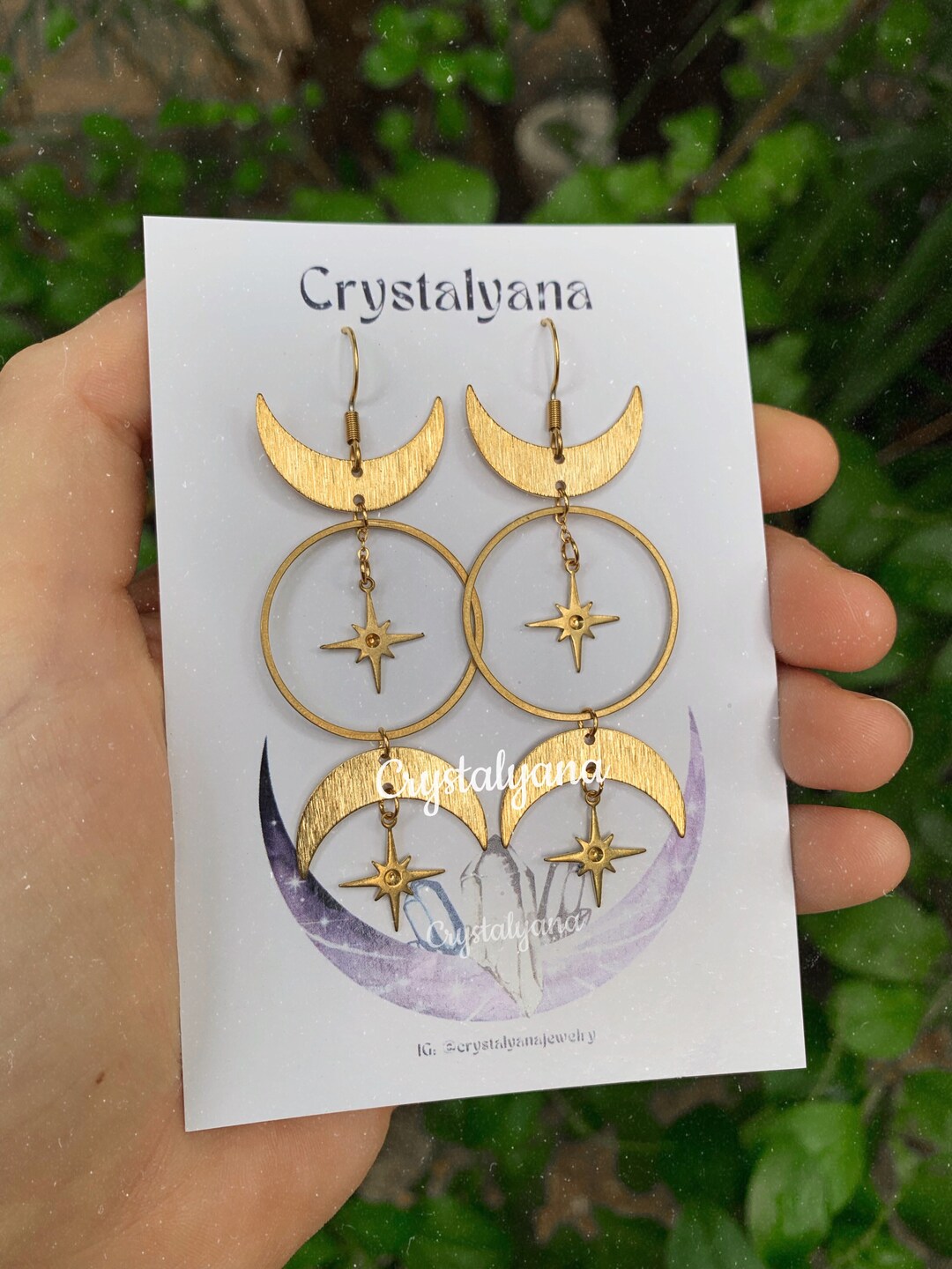 Moon Phase Celestial Crescent Moon Luna Earrings North Star - Etsy