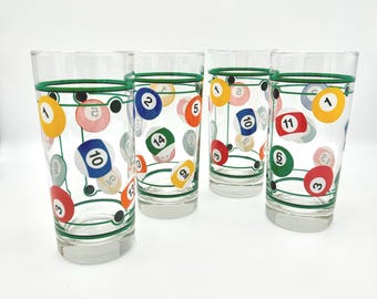 Luminarc Pool Billiards Pub Glasses 16 Oz Vintage Set of 4 Beer Pint ...