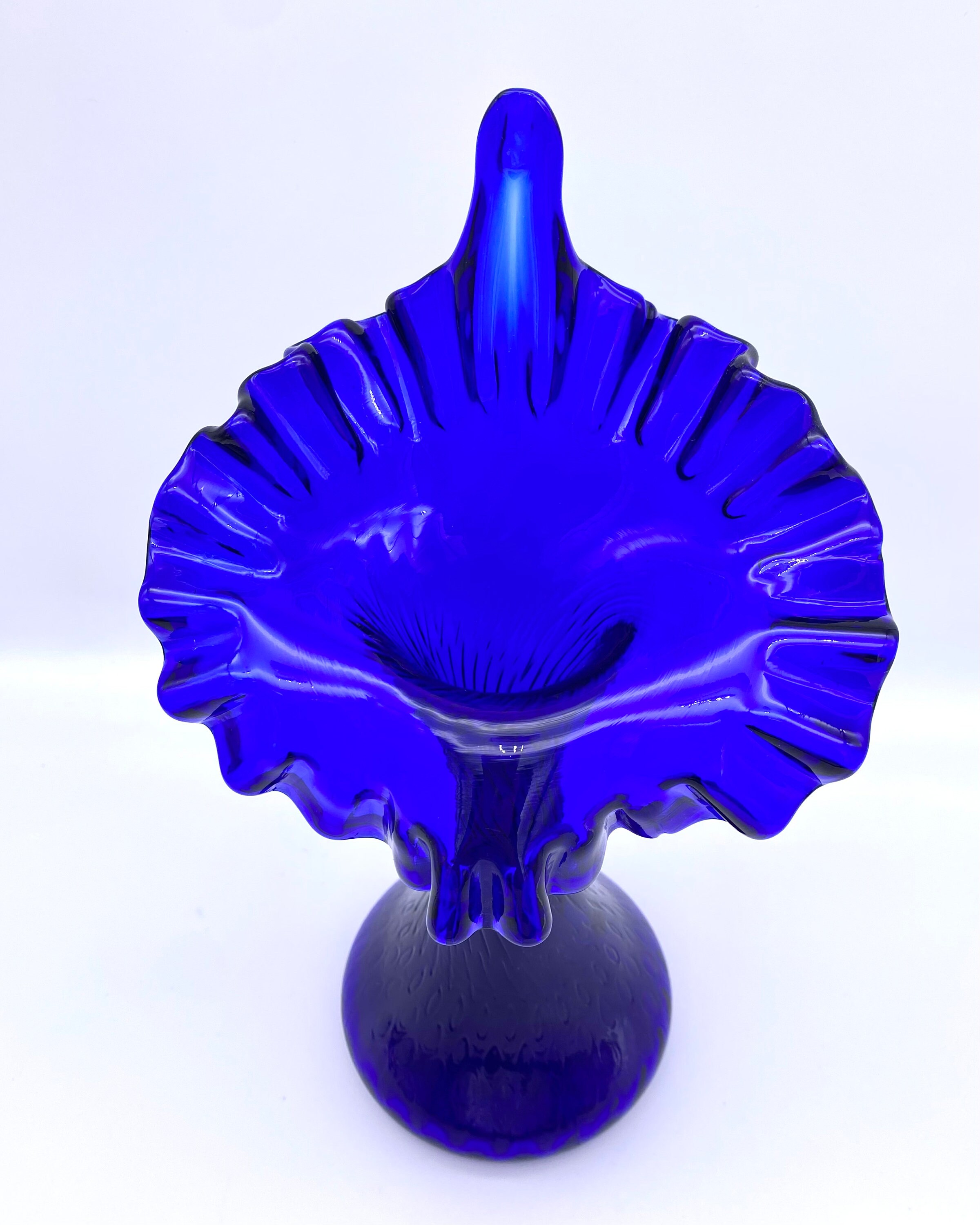 Vintage Fenton Jack in the Pulpit Cobalt Blue Ruffled Vase - Etsy