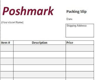 Mercari Packing Slip Excel Template - Etsy