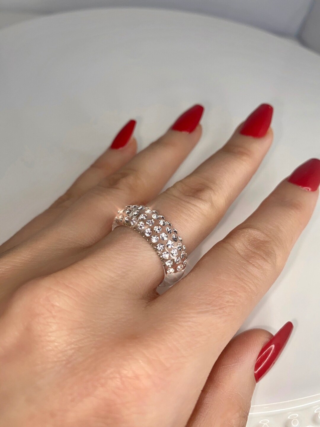 Clear Acrylic Ring, Crystal Stone Ring, Thick Wide Band Ring, 9mm ...