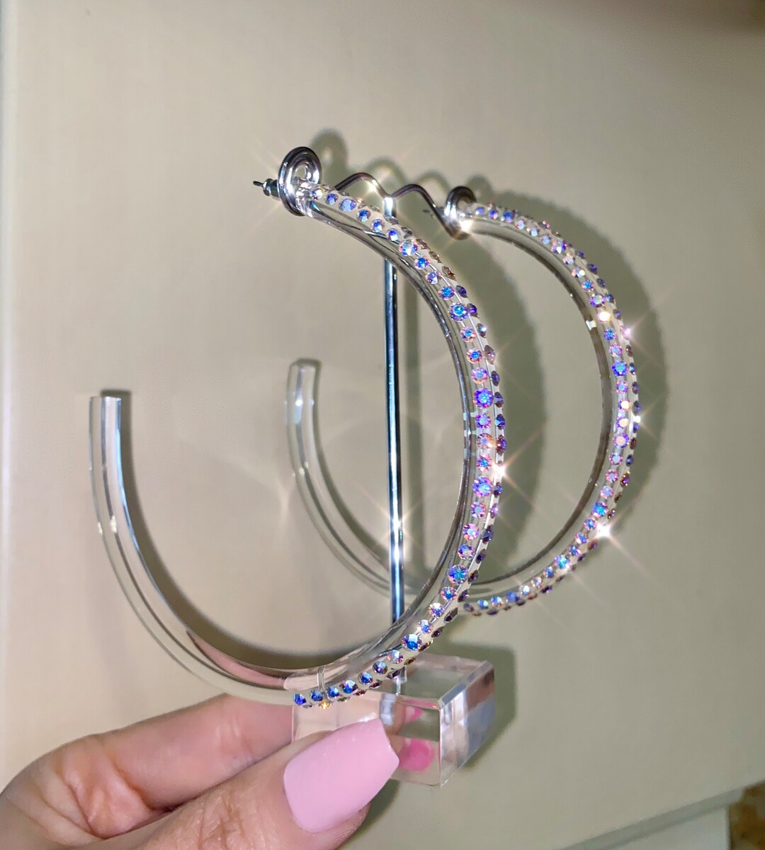 Womens Hoop Earrings, Oversized Statement Hoops, Iridescent Jewelry ...