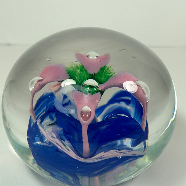 Vintage Flowers Paperweight Glass - Etsy