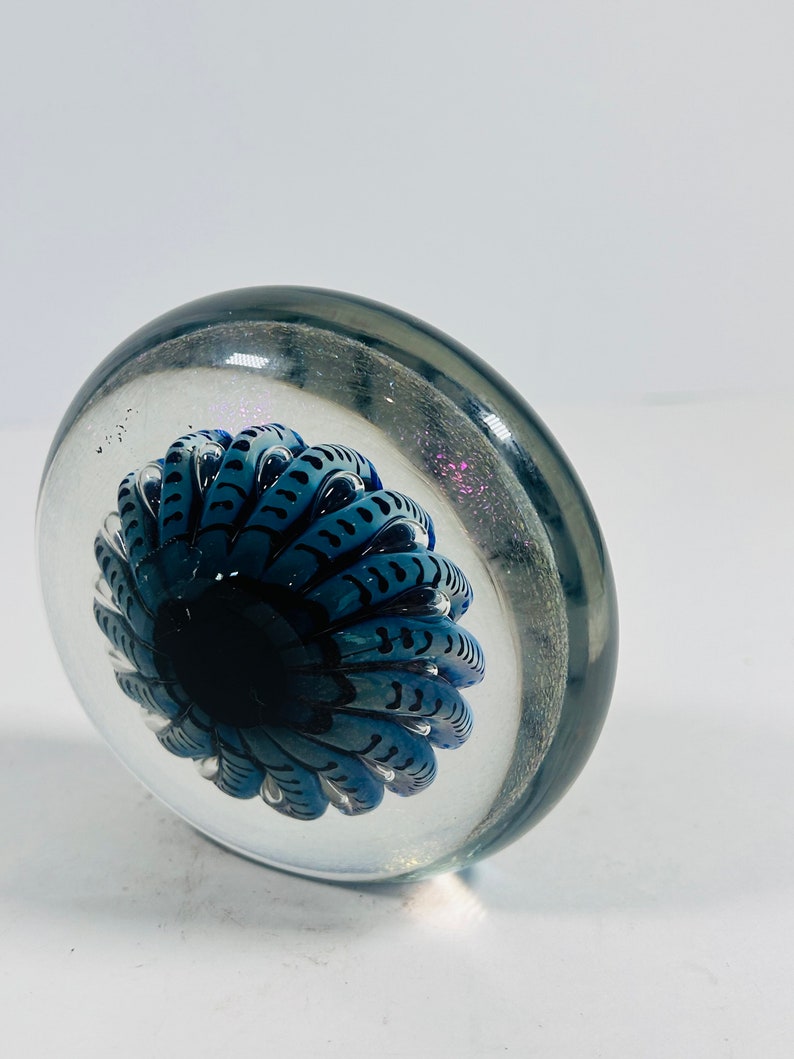 Blue Seashell Art Glass Paperweight Robert Eickholt 1991 - Etsy