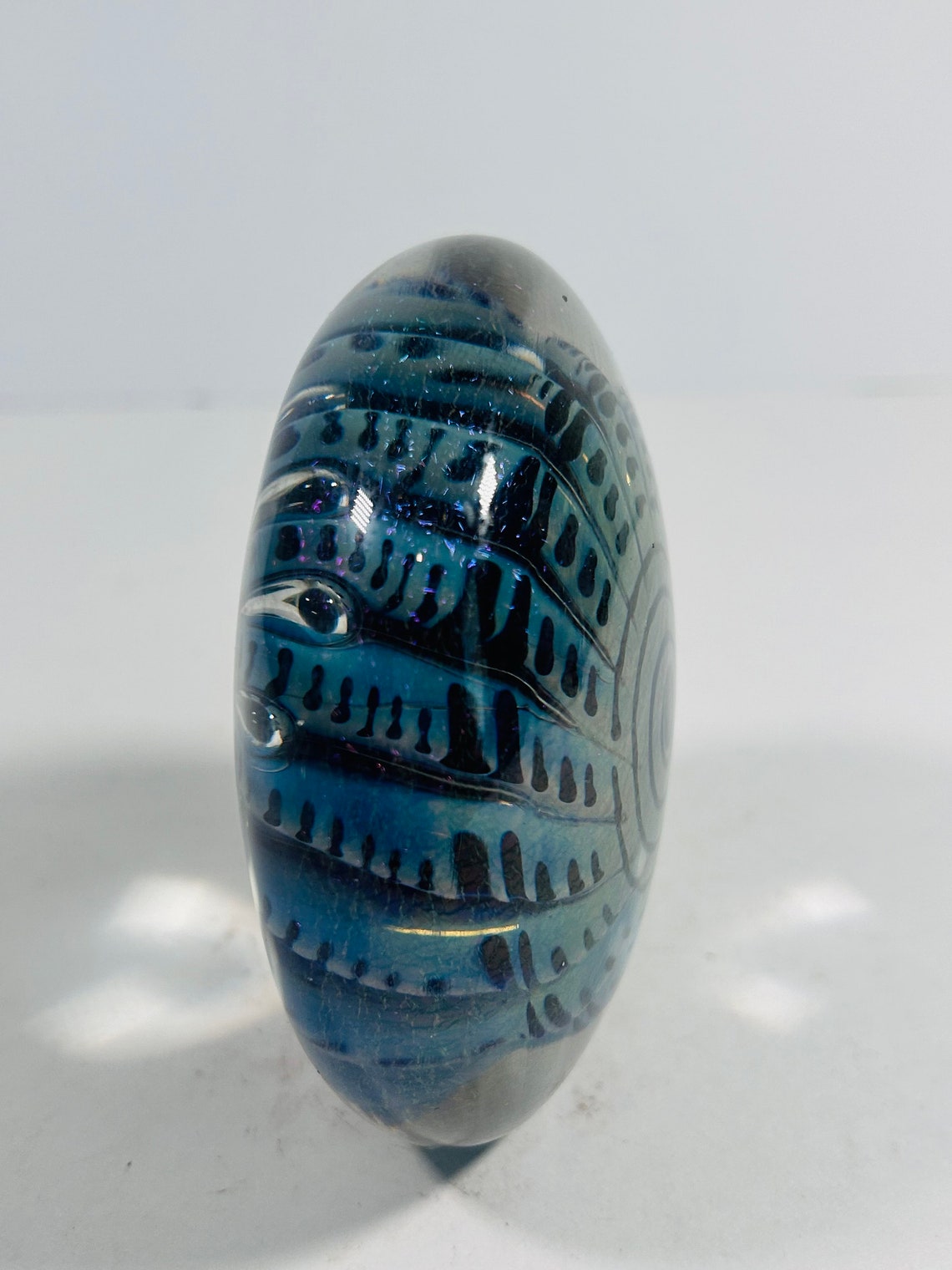 Blue Seashell Art Glass Paperweight Robert Eickholt 1991 - Etsy