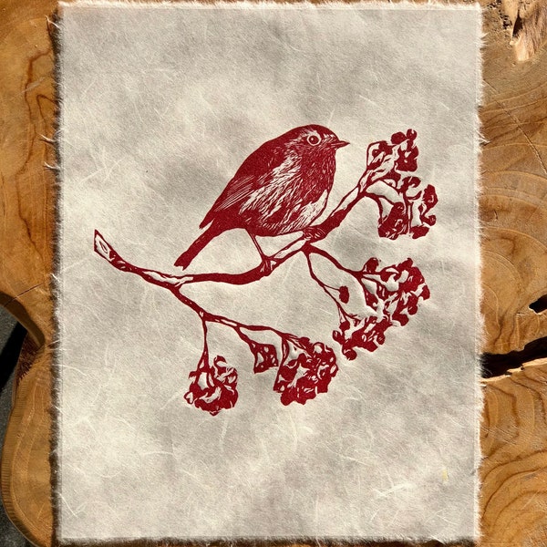 Bird Linocut - Etsy UK