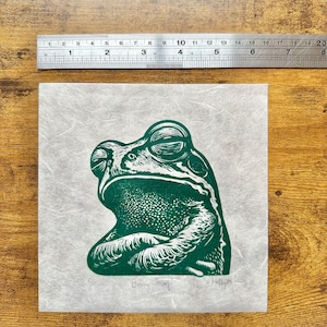 Frog With Their Arms Crossed - Original Handmade Linocut Print. Title ...