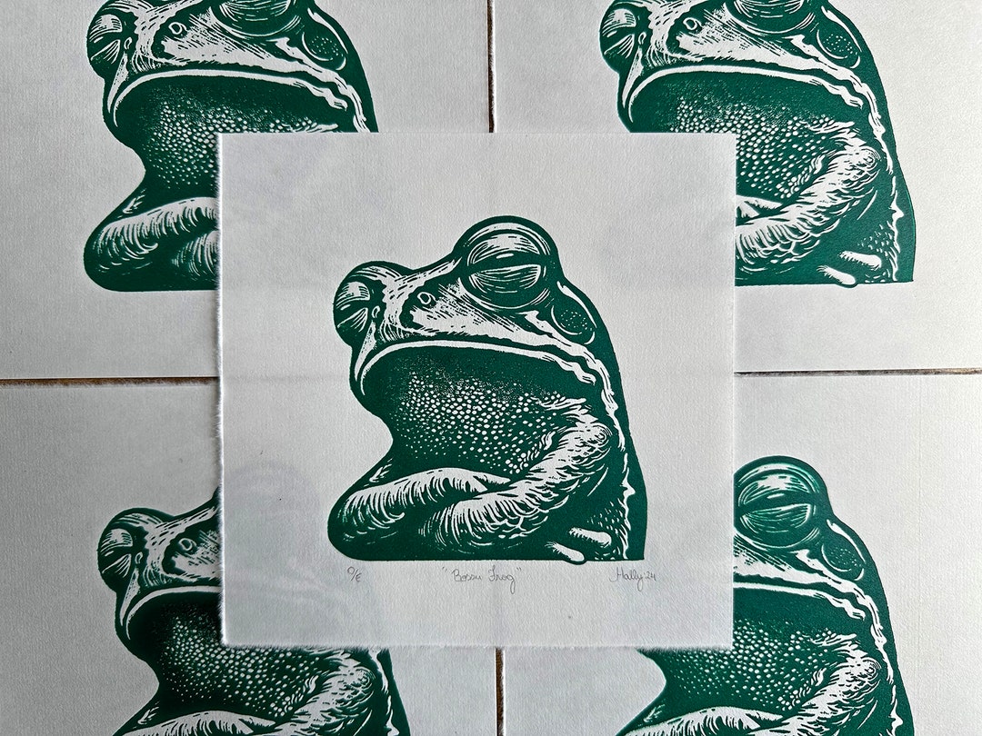 Frog With Their Arms Crossed Original Handmade Linocut Print. Title ...