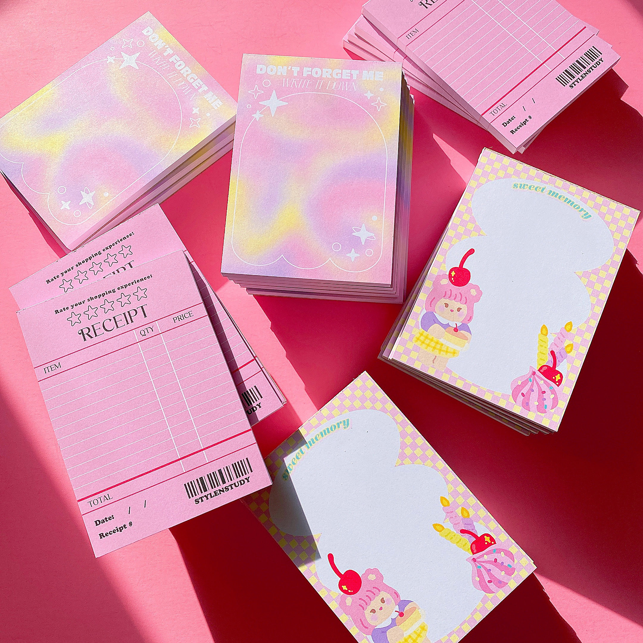 Pink Receipt Memo Pad | Cute Retro shopping receipt notepad for ...