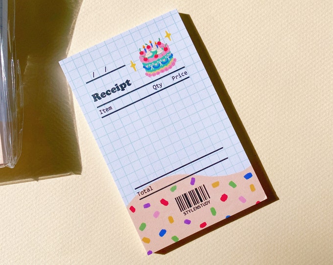 Cake Receipt Memo Pad Cute Kawaii Retro Cake Sticky Note - Etsy