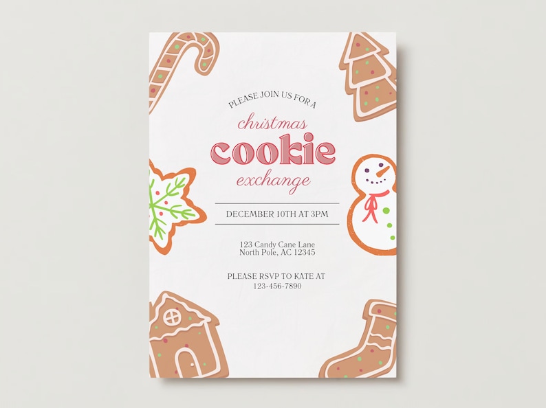 Christmas Cookie Exchange Invitation, Christmas Party Invitation ...