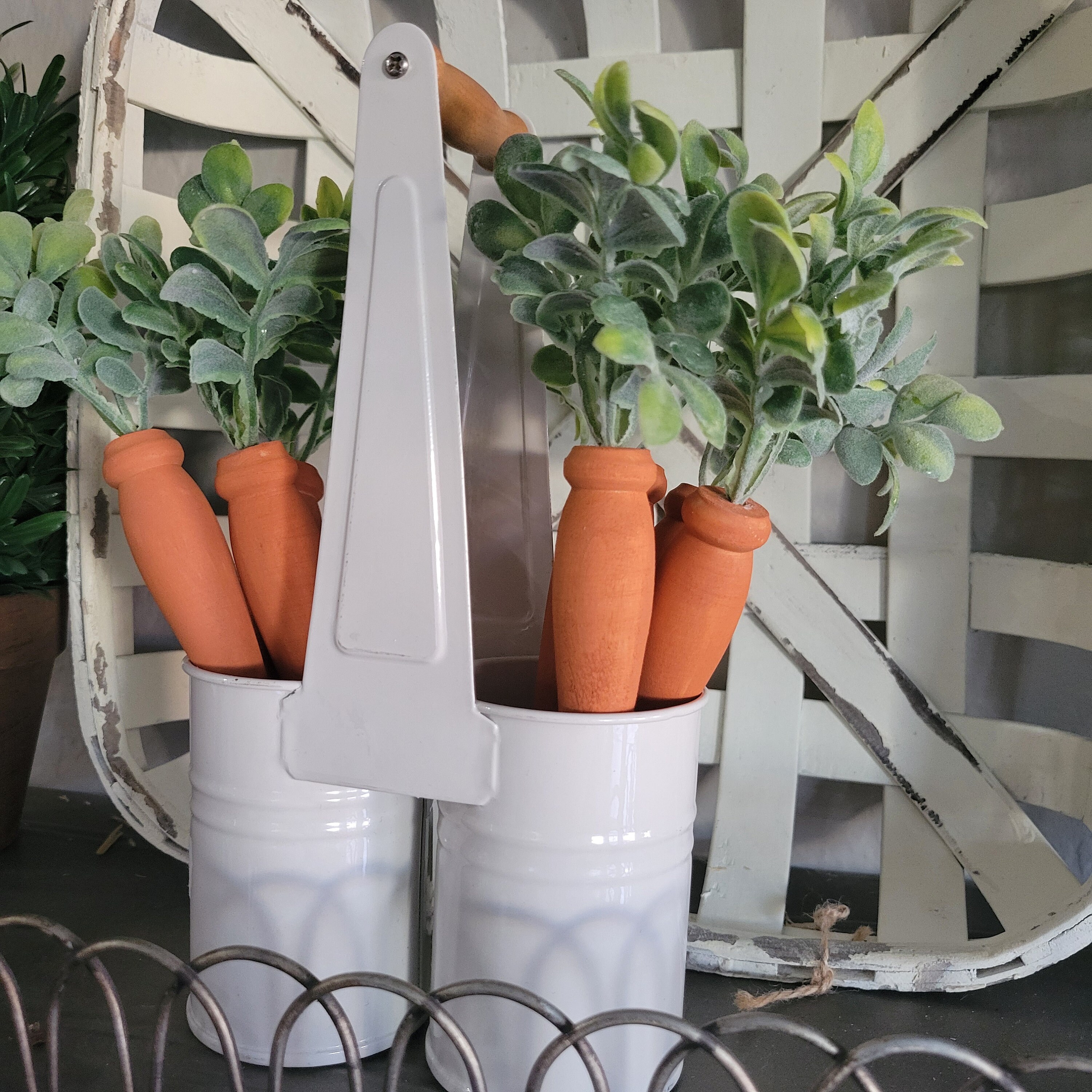 Bunch of Orange Wooden Spindle Carrots Easter Spring Decor Tray Shelf ...