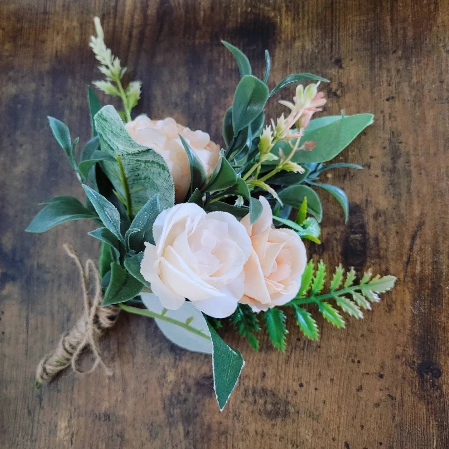 Miniature Bouquet / Small Peachy Roses and Peonies / Small Vase Decor ...