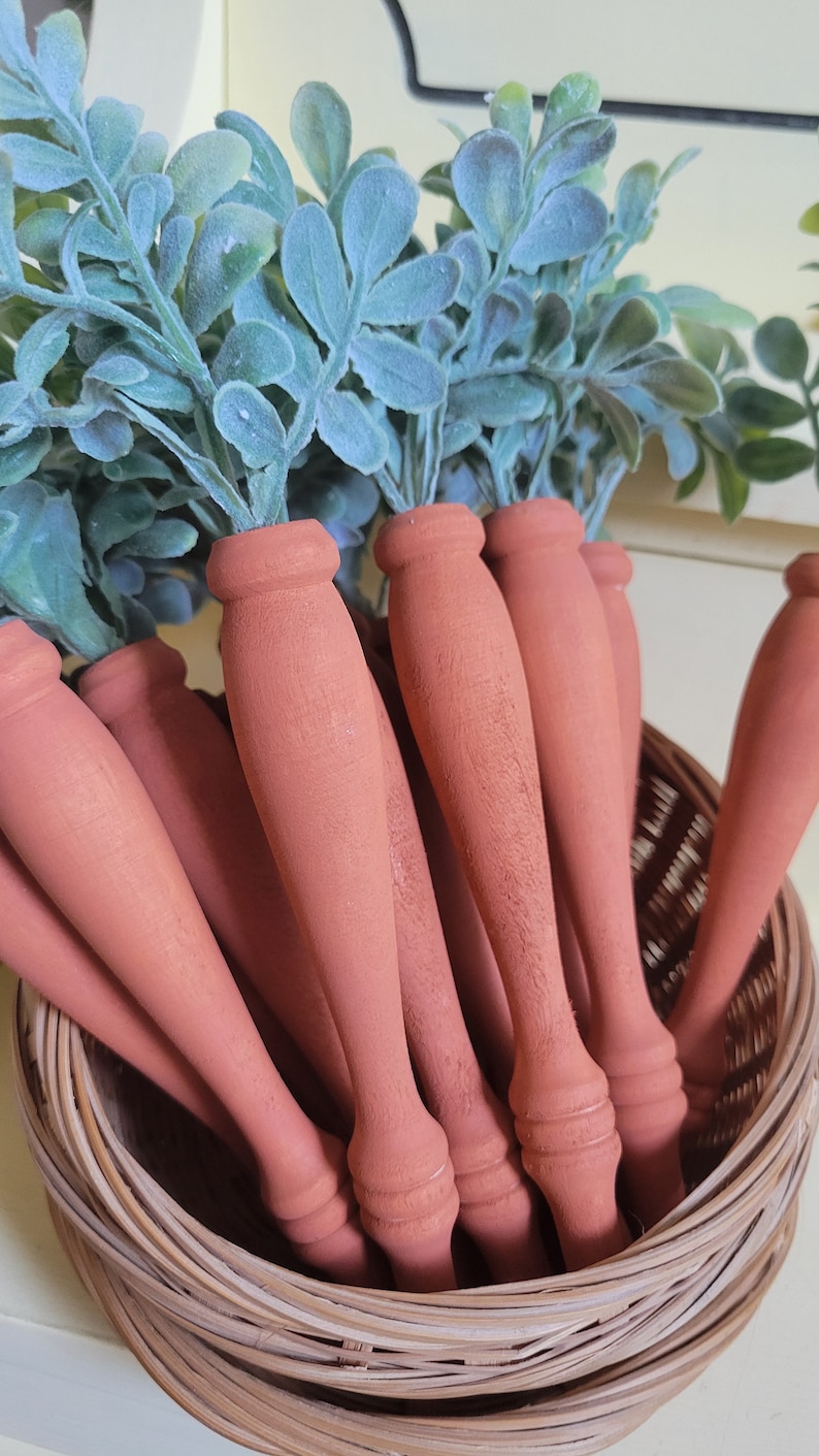 Bunch of Orange Wooden Spindle Carrots Easter Spring Decor Tray Shelf ...