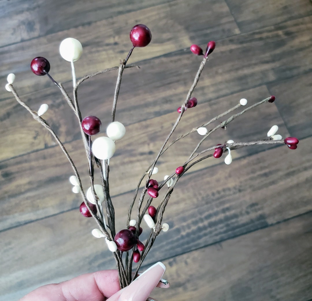 Burgundy Red and Ivory Pip Berry Spray Picks - Etsy