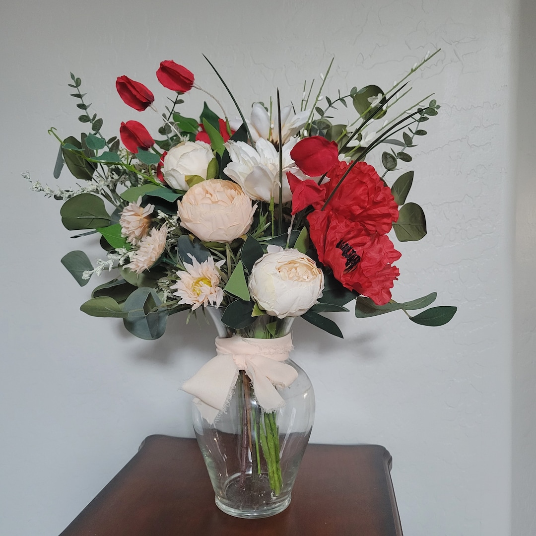 Signature Poppy and Peony Bouquet Wedding / Home Decor / Photo Prop ...