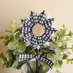 Black and White Buffalo Plaid Flower Pick, Summer Floral Decor, Daisy ...