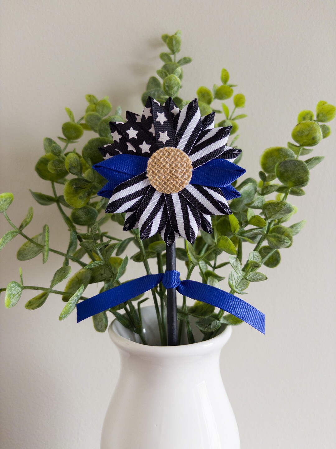 Thin Blue Line Flag Flower Pick, Police Flag, Back the Blue, Support ...