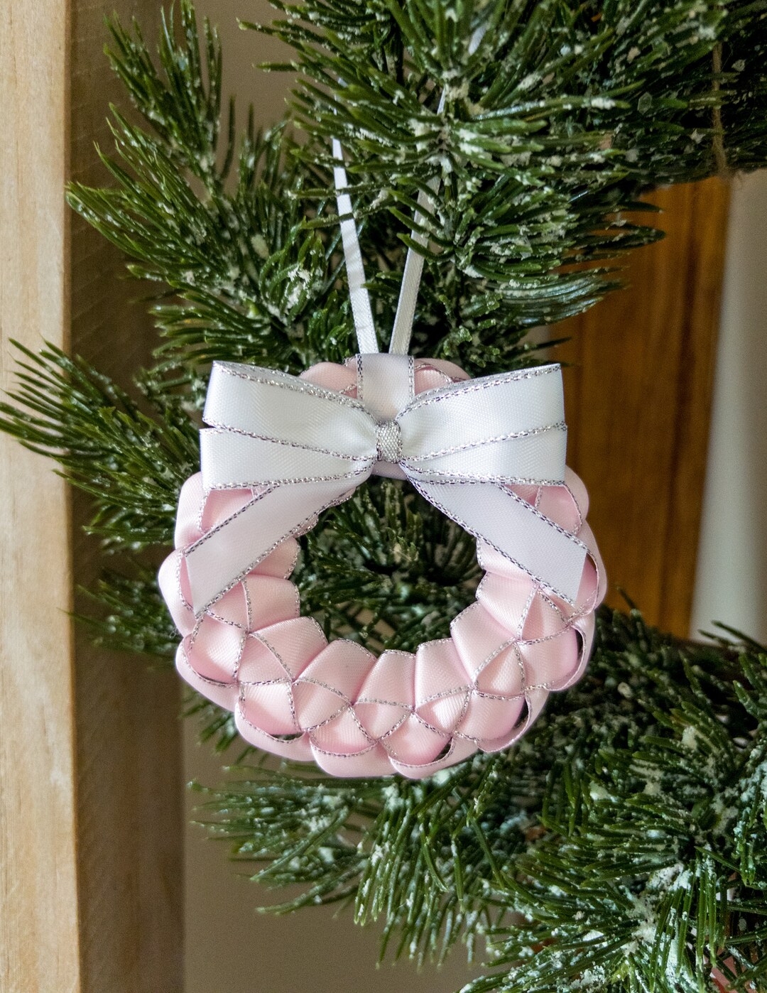 Light Pink Mini Wreath Ornament, Pink Shabby Chic Ornament, Pastel ...
