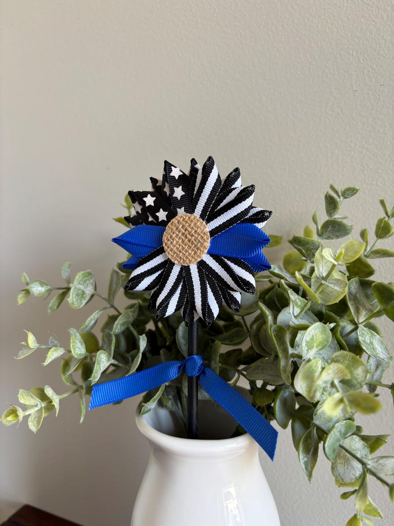 Thin Blue Line Flag Flower Pick: Police Support Gift - Etsy