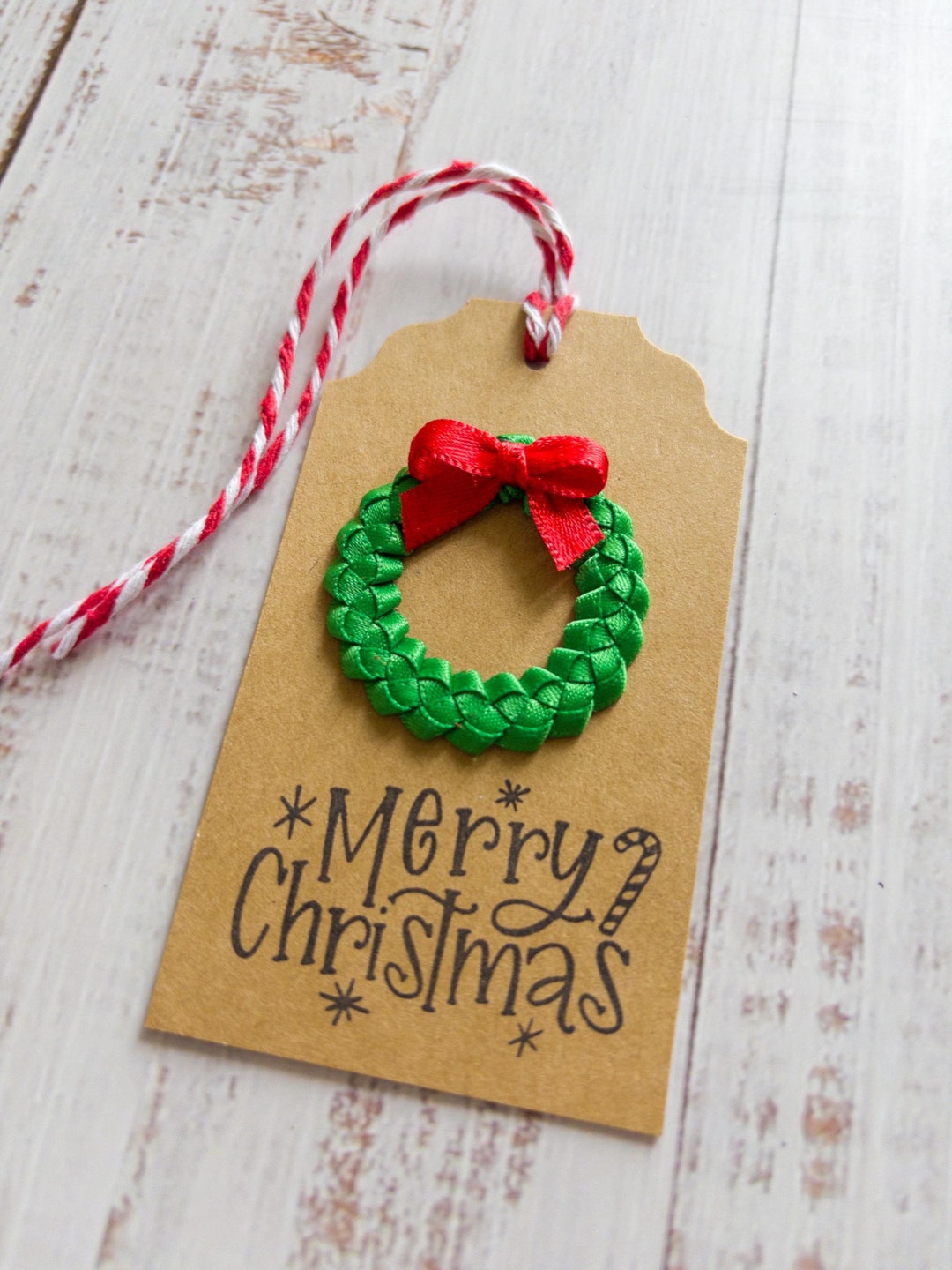 Christmas Wreath Gift Tags set of 3, Holiday Gift Tags, Red and Green ...