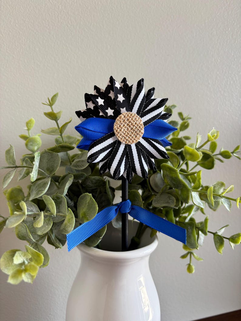 Thin Blue Line Flag Flower Pick: Police Support Gift - Etsy
