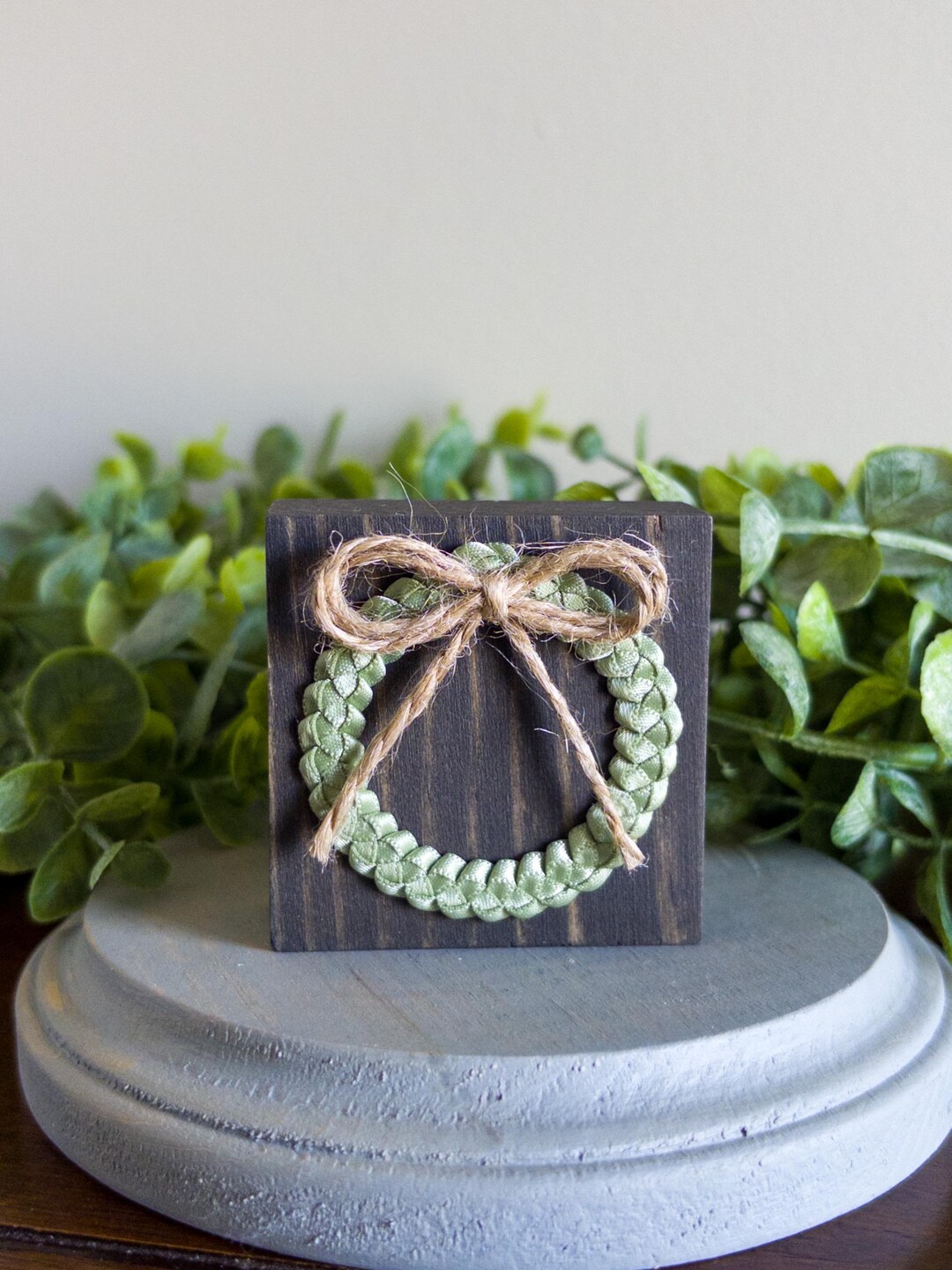 Mini Spring Wreath Wood Block: Rustic Tiered Tray Decor - Etsy