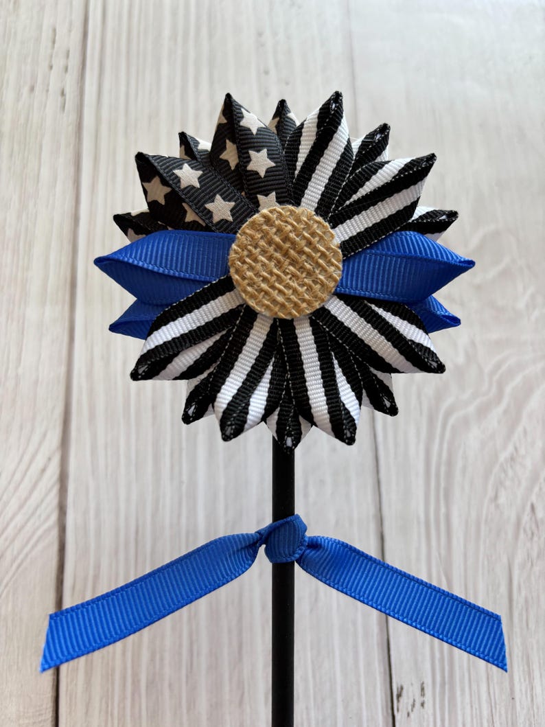 Thin Blue Line Flag Flower Pick: Police Support Gift - Etsy