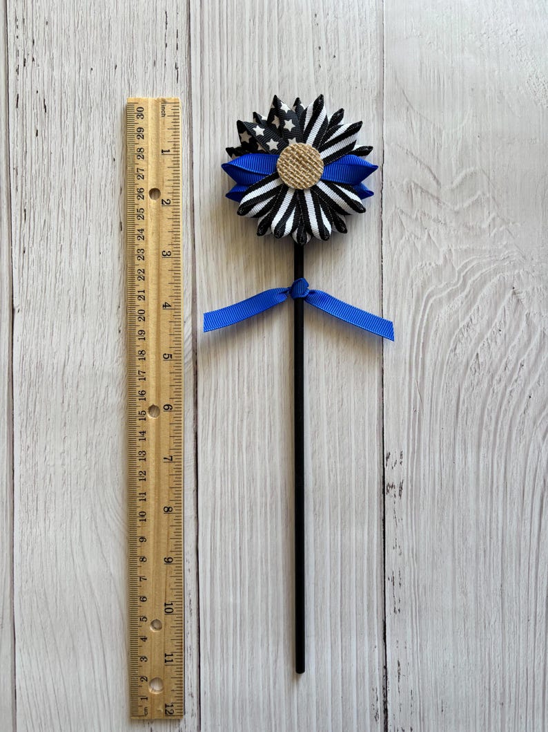 Thin Blue Line Flag Flower Pick: Police Support Gift - Etsy