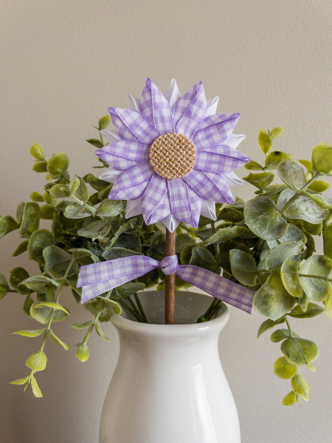 Lavender and White Gingham Flower Pick, Purple Daisy, Pastel Flowers ...