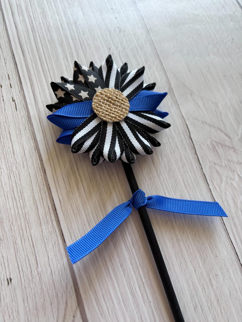 Thin Blue Line Flag Flower Pick: Police Support Gift - Etsy