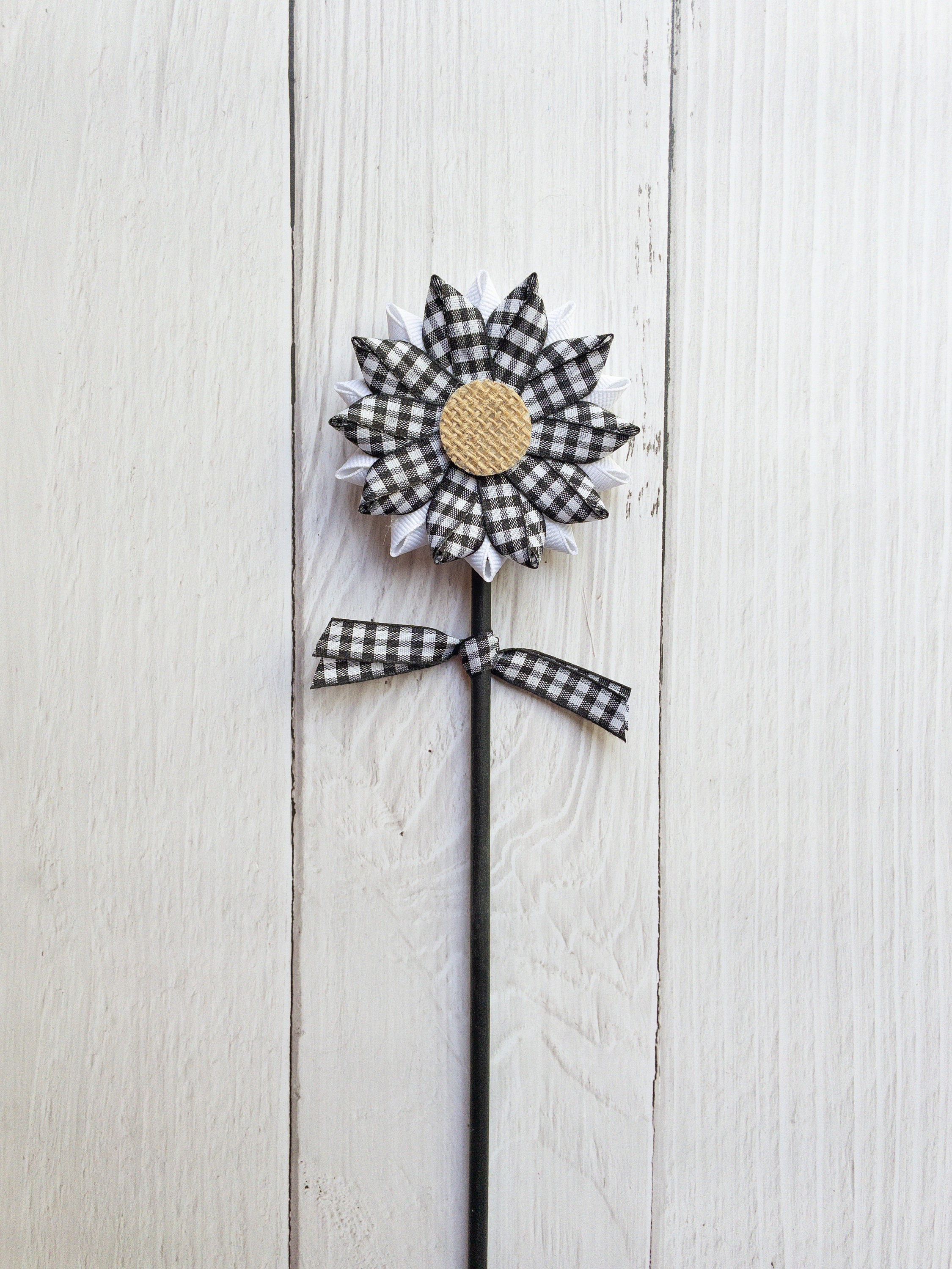 Black and White Buffalo Plaid Flower Pick, Summer Floral Decor, Daisy ...
