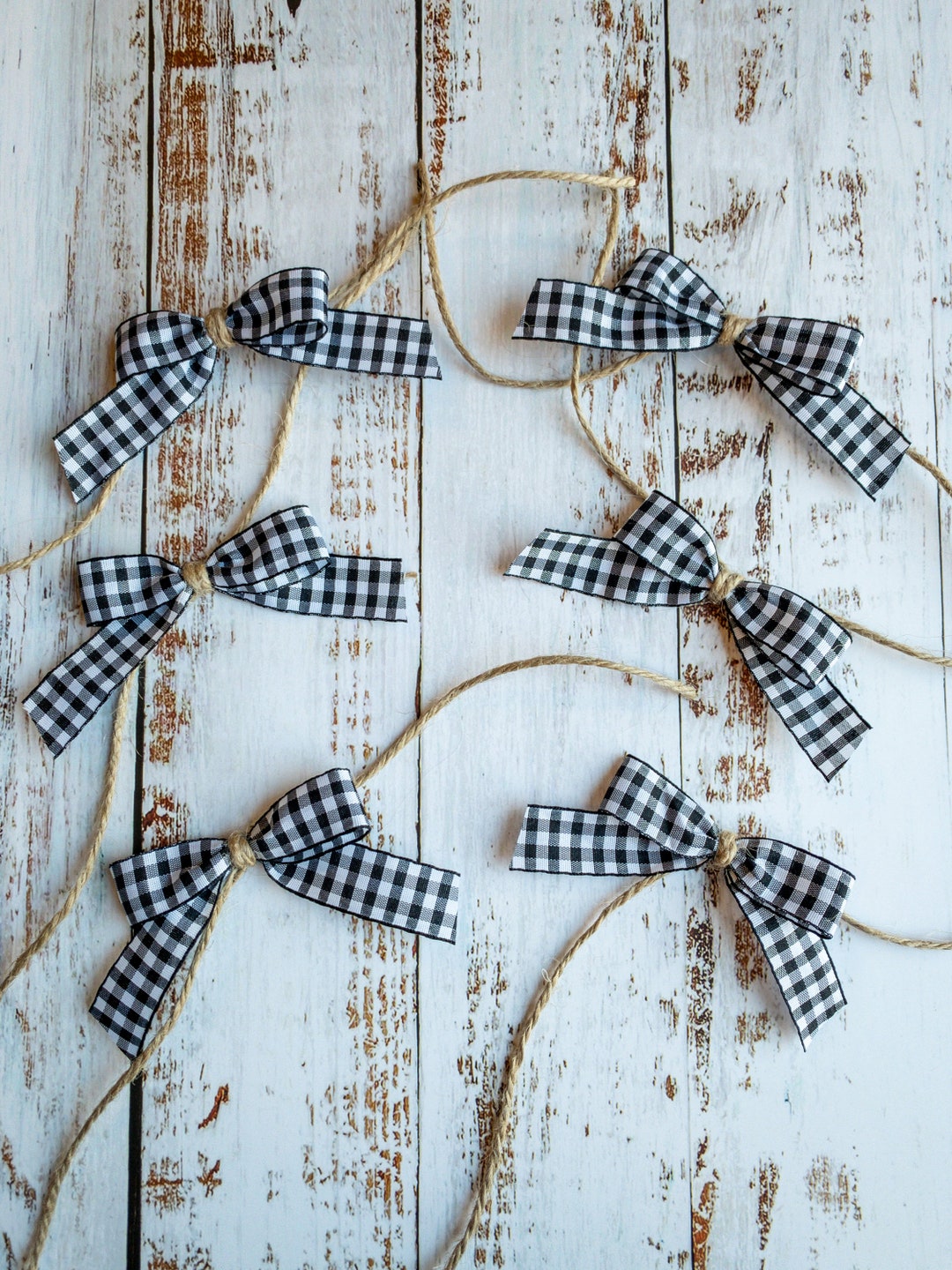 Order for Nichole qty 2 6 Pc. Sets Black and White Buffalo Plaid Bows ...