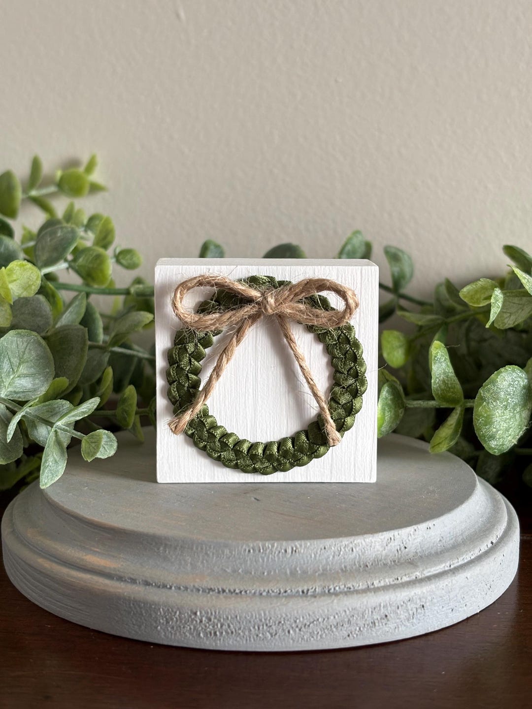 Mini Spring Wreath Wood Block: Rustic Tiered Tray Decor - Etsy
