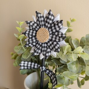 Black and White Buffalo Plaid Flower Pick, Summer Floral Decor, Daisy ...