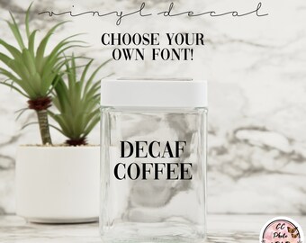 Coffee regular and Coffee decaf Word Art Vinyl Jar Container Label ...