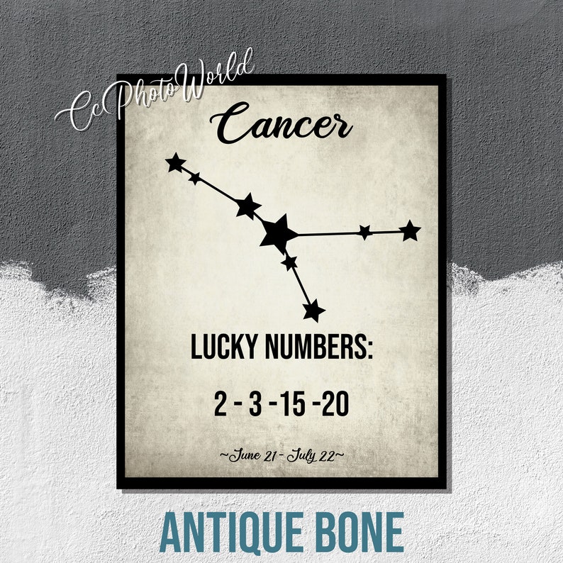 Cancer Lucky Numbers Horoscope Wall Art Cancer Zodiac Art | Etsy