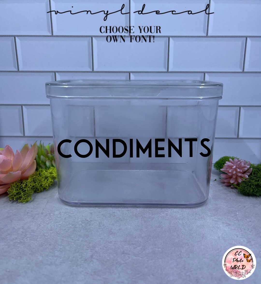 Condiments Vinyl Decal Kitchen Organization Decals Condiments Label ...