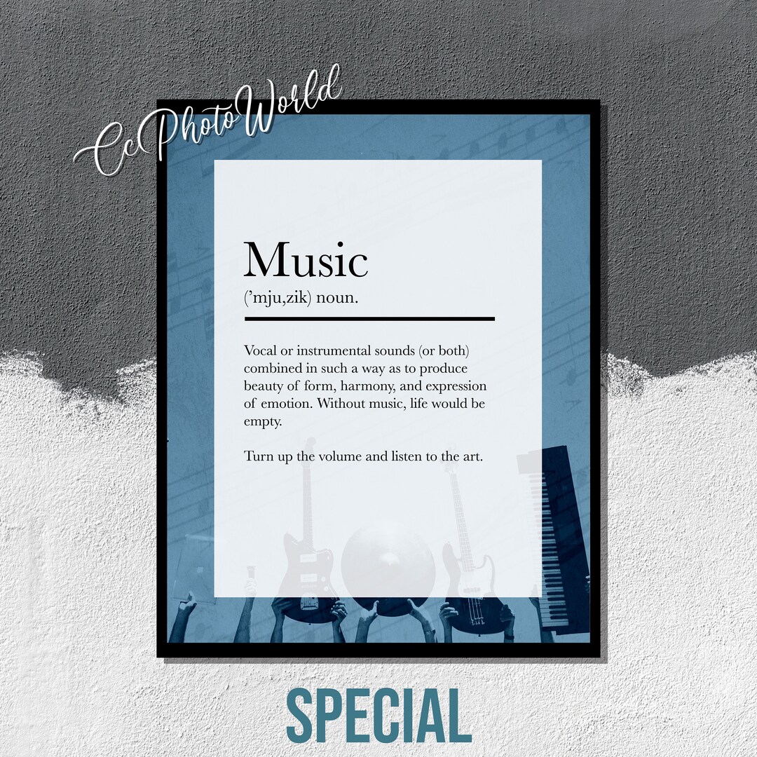 Music Definition Art Print Definition Art Music Wall Sign Music Room ...