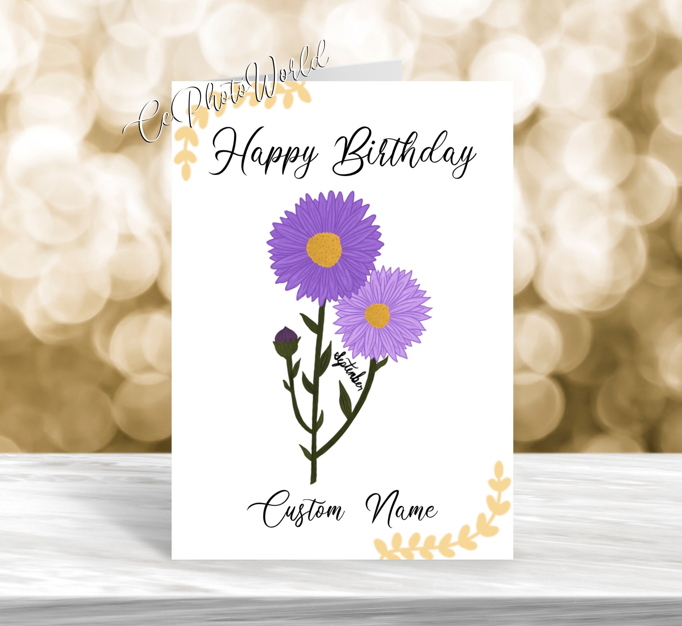 September Birthday Card Floral Birthday Card Aster | Etsy