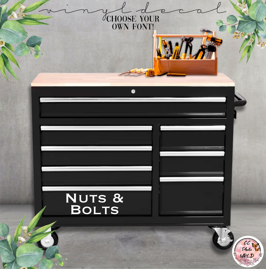 Nuts & Bolts Vinyl Decal Tool Label Tool Decals Tool Organization ...