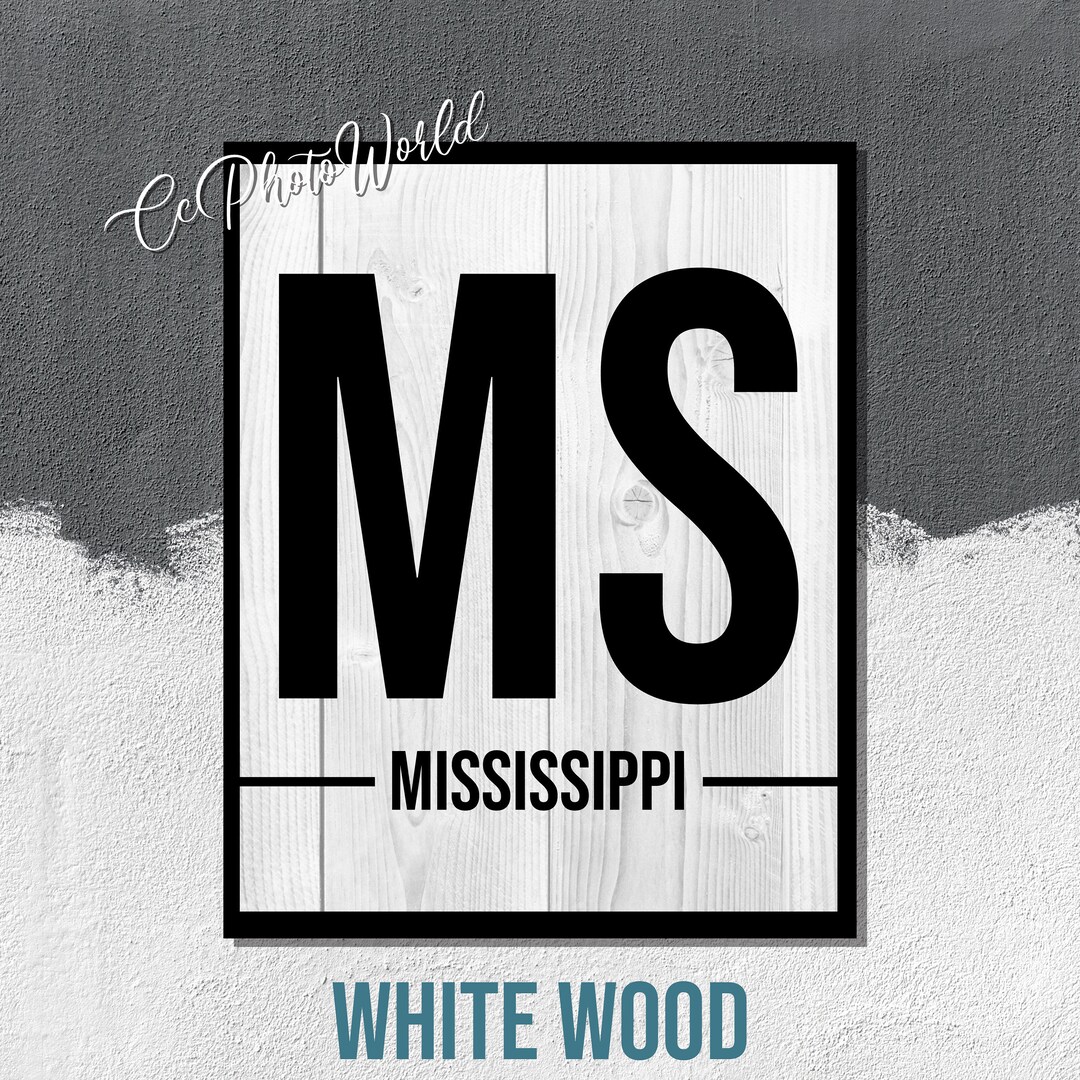 Mississippi State Abbreviation Art Print Mississippi Wall - Etsy