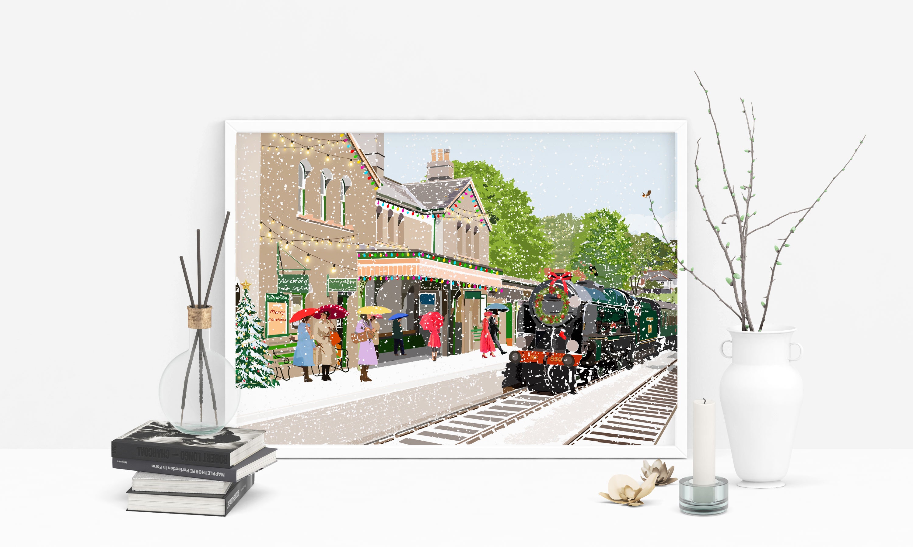 Alresford Station Holiday Art Print | Personalized Gift | Christmas ...