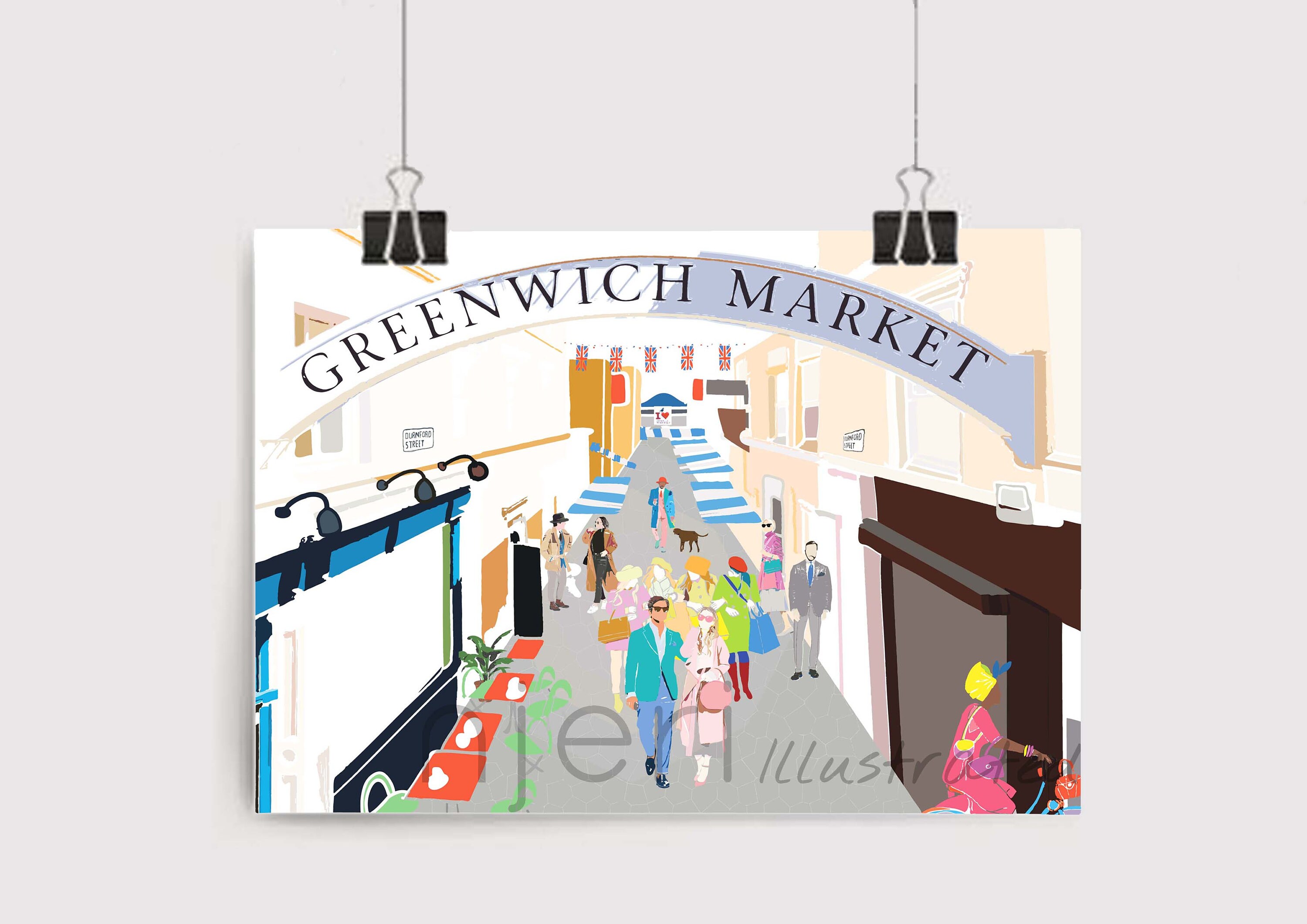 Greenwich Market Art Print Personalized Wall Art Gift for Him & Her ...