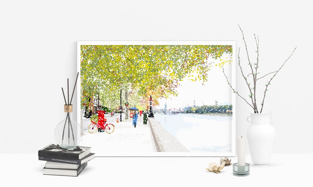 Chelsea Embankment Holiday Art Print | Personalized Gift | Christmas ...
