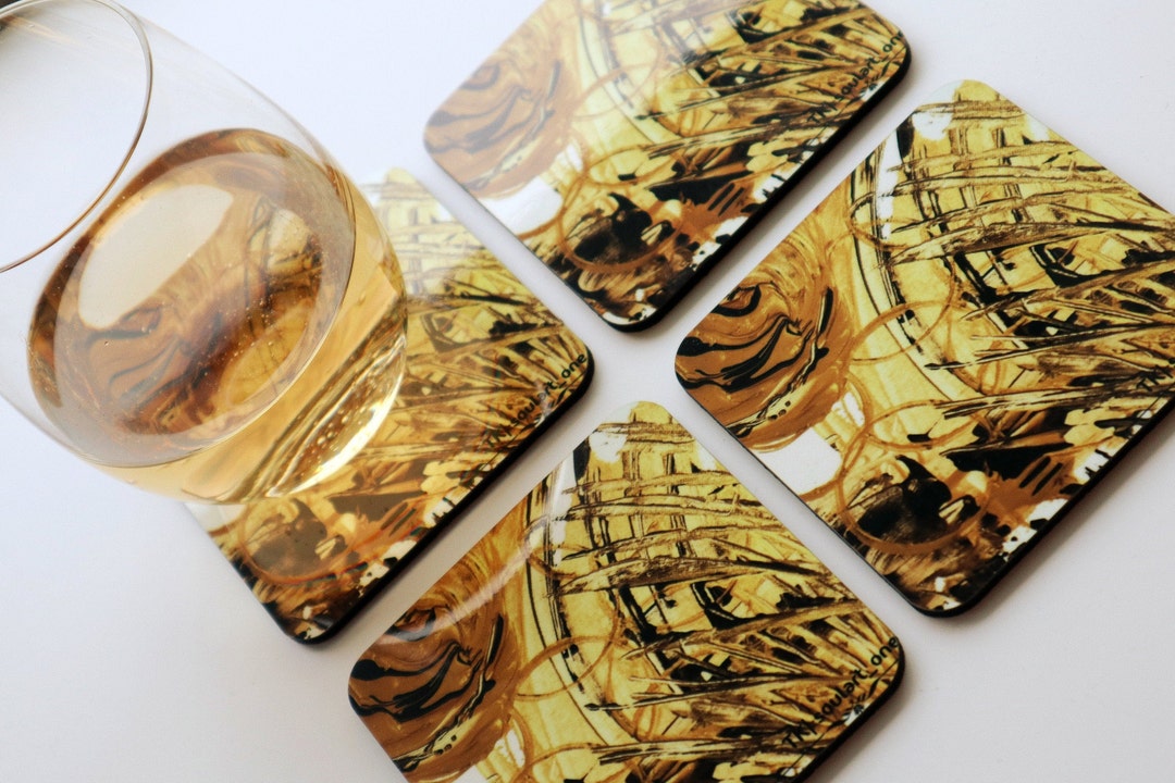 Gold Rush Coasters Set of 4 Art Coasters 4 X 4 - Etsy