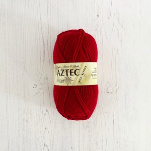 Aran Yarn: Red Aztec Aran With Alpaca. 100g Ball of Aran Yarn by James ...