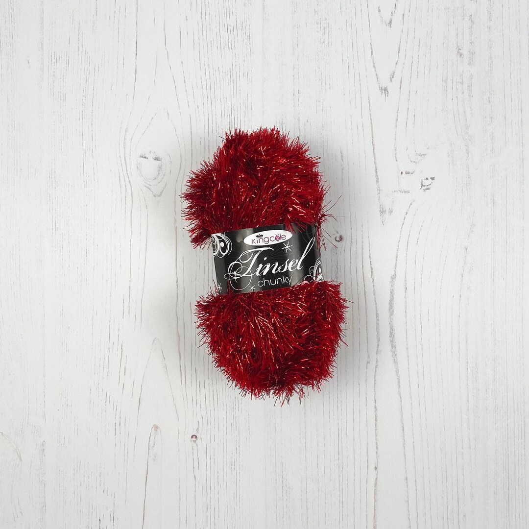 Tinsel Yarn: Claret. Tinsel Sparkle Chunky Yarn in Red. 50g Balls of ...
