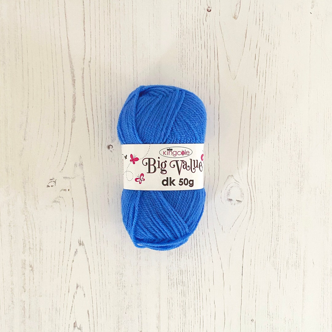 DK Yarn: Big Value, Blue, 50g. Light Worsted King Cole Big Value Yarn ...